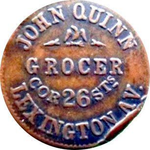 USA 1 Cent "Civil War Merchant Token. John Quinn New York" 1863 ...