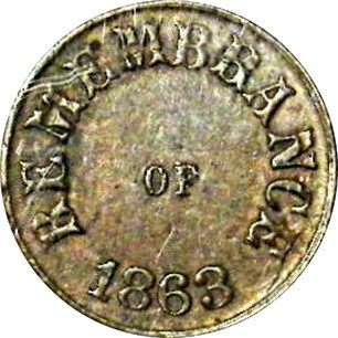 USA 1 Cent "Civil War Token. Remembrance of 1863" 1863 | coinscatalog.NET