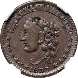 USA 1 Cent "Token. Liberty. Millions For Defence" 1837 | coinscatalog.NET