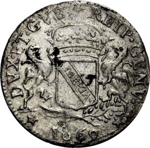 Italian Billon 1 Luigino "Genoa Coinage" 1668-1669 | coinscatalog.NET