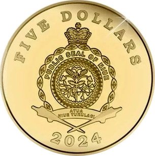 Niuean Gold Five Dollars "Oru Palace" 2024 | coinscatalog.NET