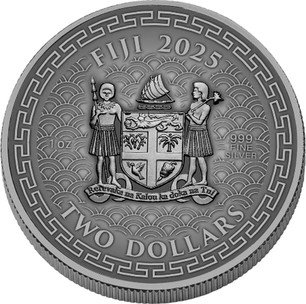 Fijian 1 Oz Silver Two Dollars "Year of the Snake. Antique Finish" 2025 ...