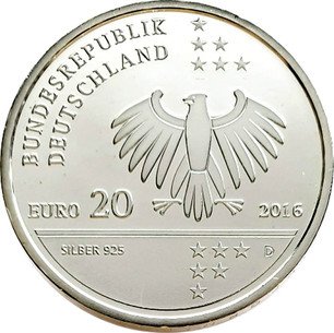 German Silver 20 Euro Euro Coinage 2016 KM# 351 | coinscatalog.NET