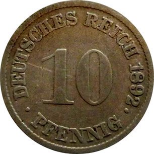 German Copper-Nickel 10 Pfennig Standard Coinage 1890-1900 KM# 12 ...