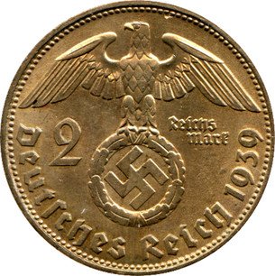 Alemán Silver 2 Reichsmark Third Reich / Standard Coinage 1936-1939 Km# 93 | coinscatalog.NET