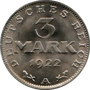German Aluminum 3 Mark Mark Coinage 1922-1923 KM# 29 | coinscatalog.NET