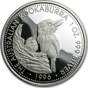 Australian 1 Oz Silver 1 Dollar "The Australian Kookaburra" 1996 coin ...