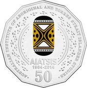Australian 50 Cents "AIATSIS (Colored)" 2014 KM# 2159a | coinscatalog.NET