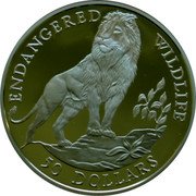 Cook Islands Silver 50 Dollars "Senegalese Lion" 1990-1991 KM# 213 ...