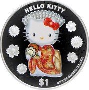 Cook Islands 1 Oz Silver 1 Dollar "Elizabeth II Hello Kitty in red ...